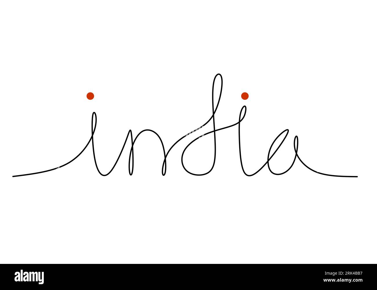 One continuous single line hand drawn of india lettering for india ...