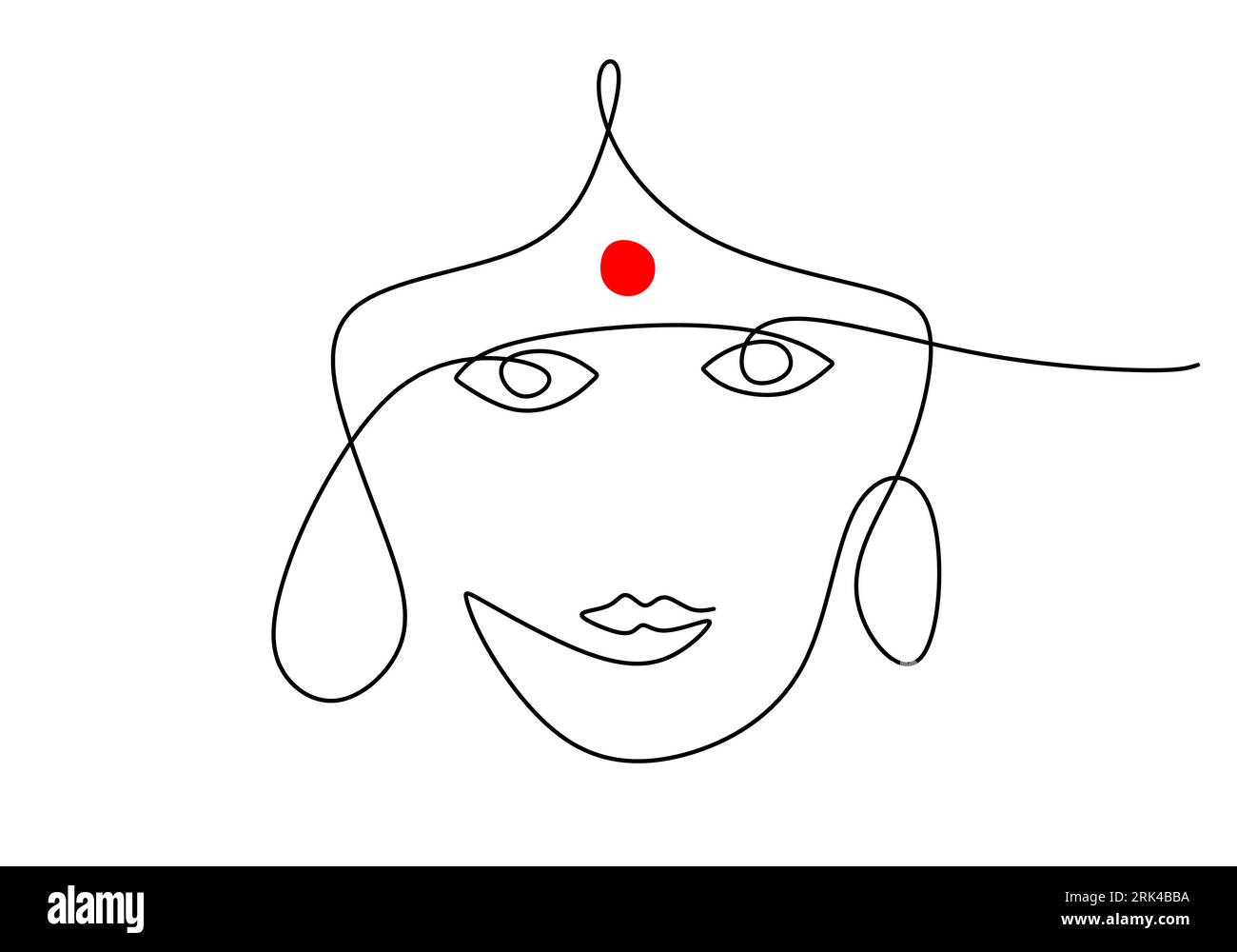 One continuous single line hand drawn of india woman for india ...