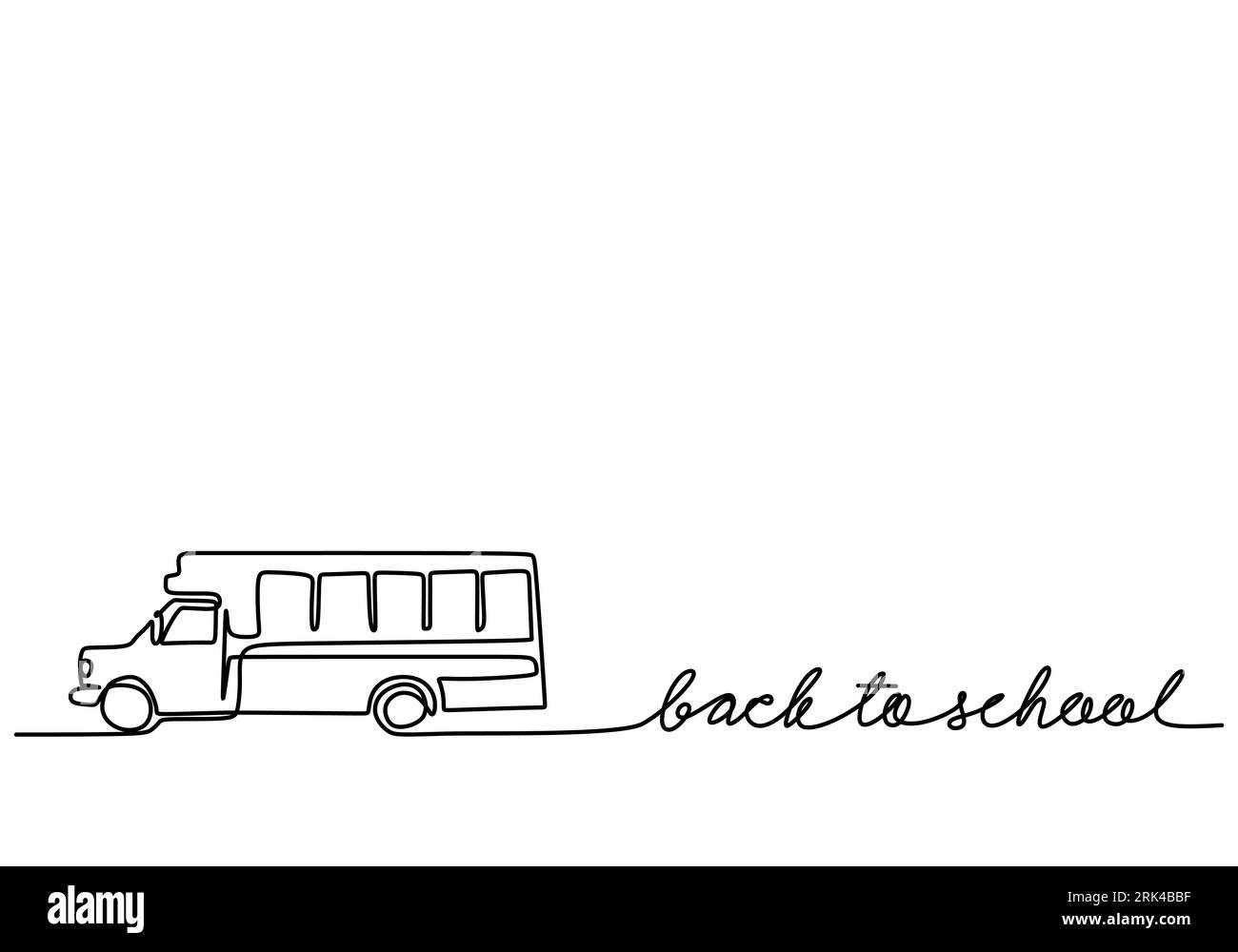 One continuous single line hand drawn of bus for back to school theme ...