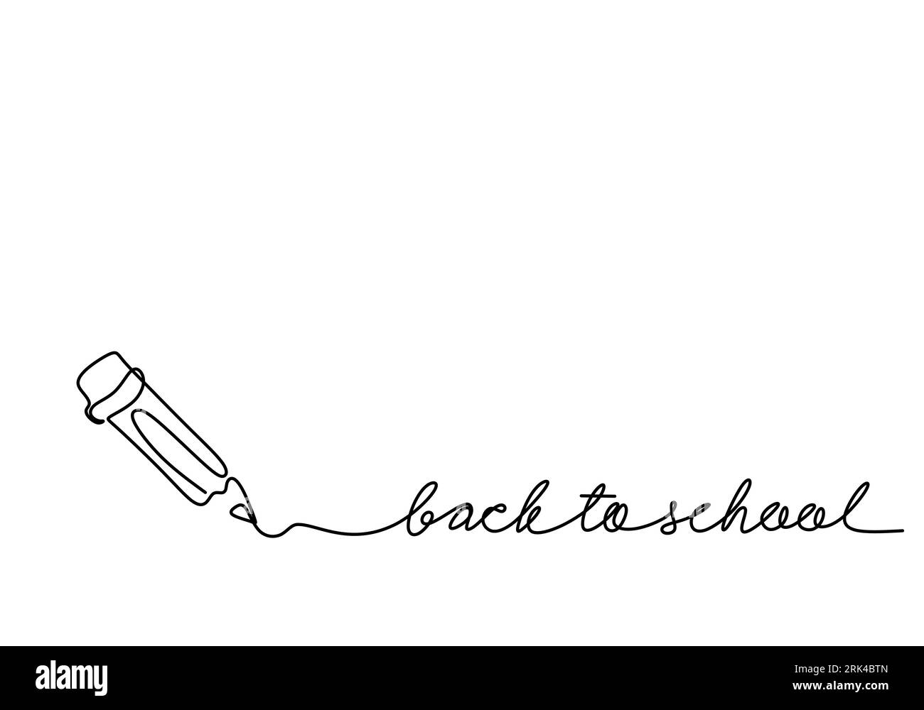 One continuous single line hand drawn of back to school pen writing ...