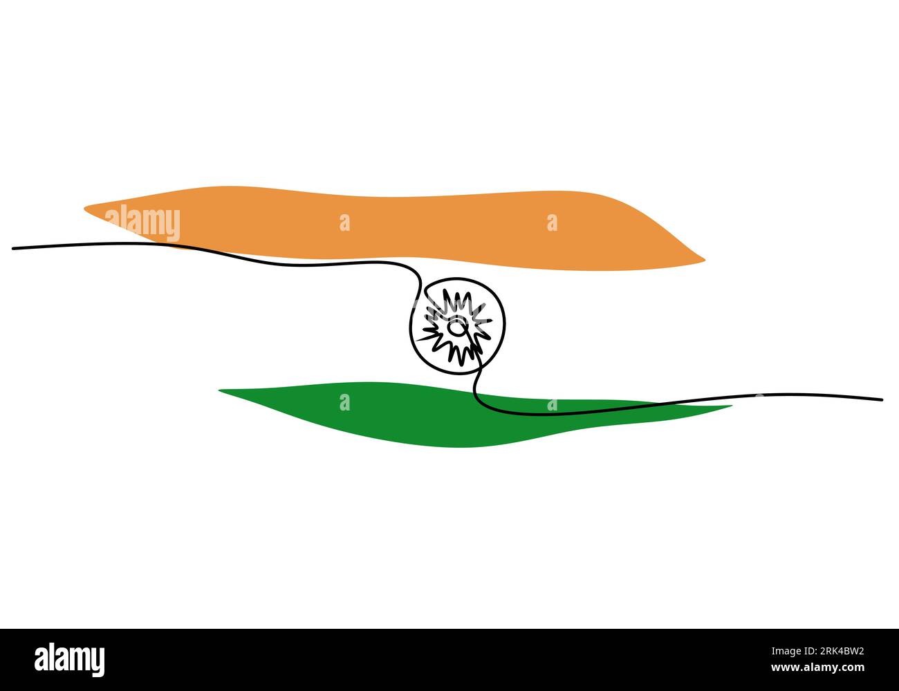One continuous single line hand drawn of india flag for india ...