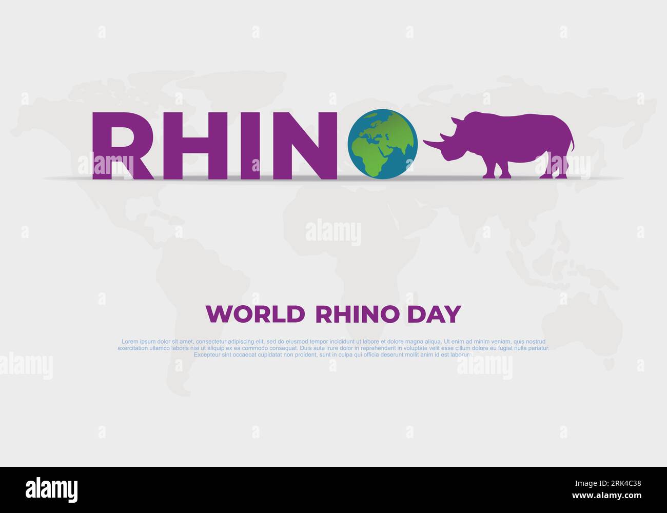 World rhino day background banner poster with rhino and globe earth on ...