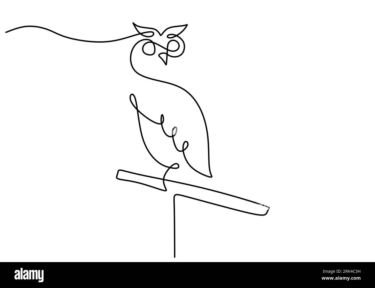 One continuous single line of standing owl for international owl ...
