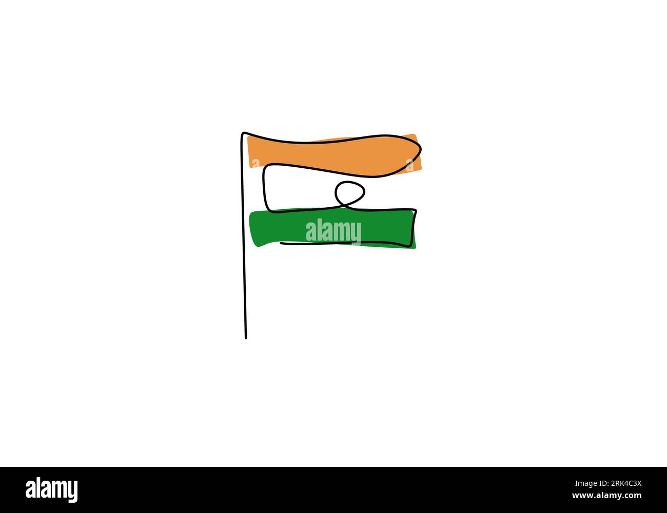 One continuous single line hand drawn of india flag for india ...