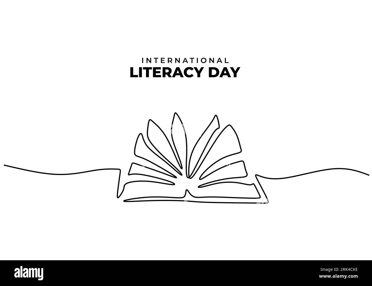 One continuous single line of opened book isolated on white background ...