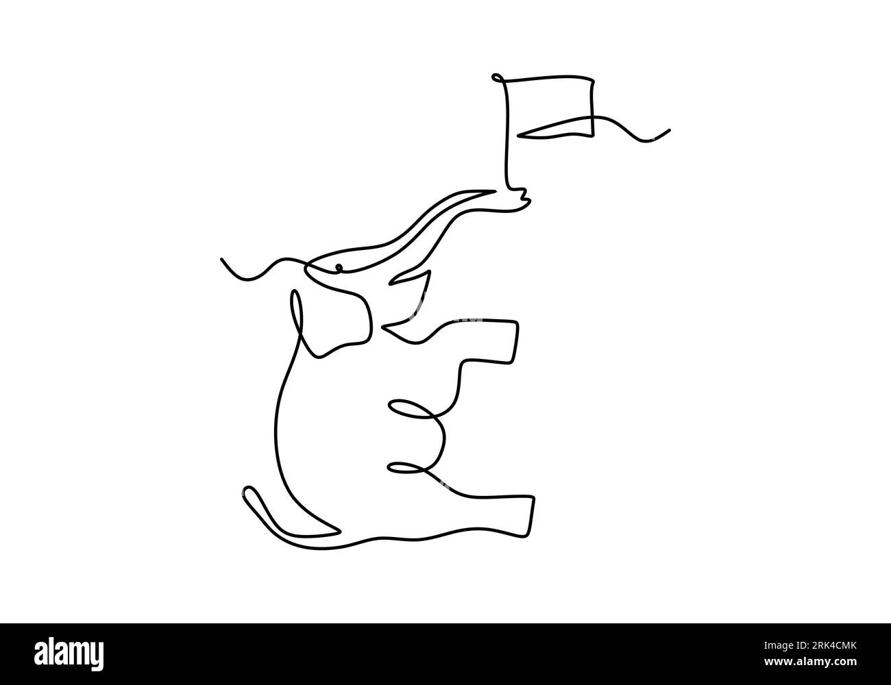 One continuous single line of elephant bring flag for world elephant ...