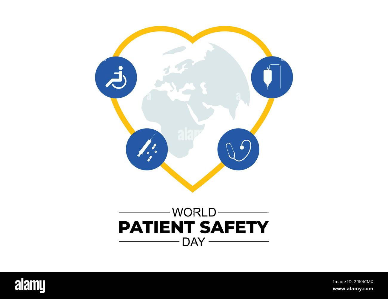 World patient safety day background with earth map and safety symbol on ...