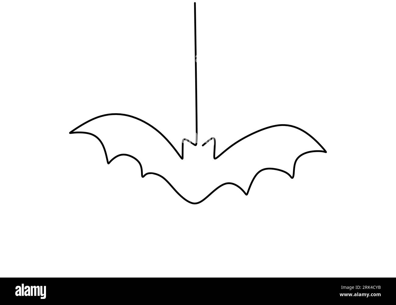 One continuous single line hand drawn of hanging bat for international ...
