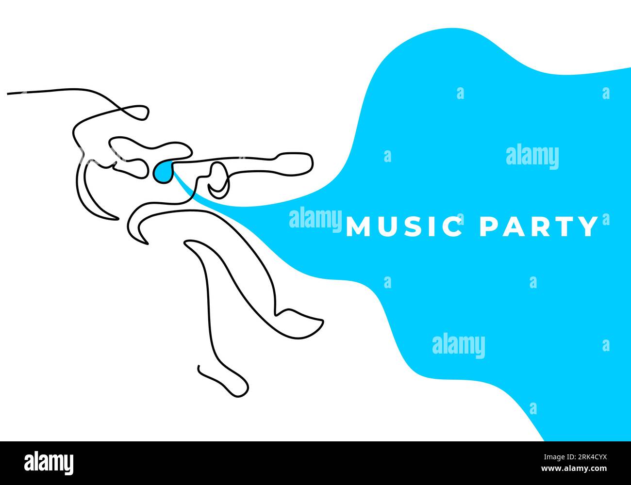 One continuous single line of music party isolated on white background ...