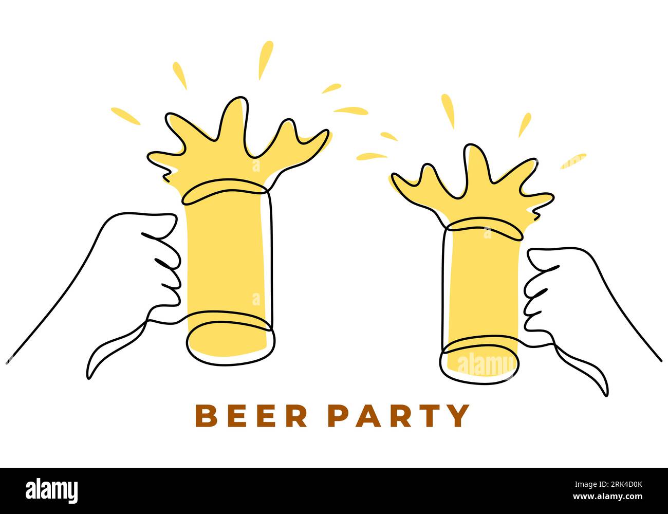 One continuous single line of beer party isolated on white background ...