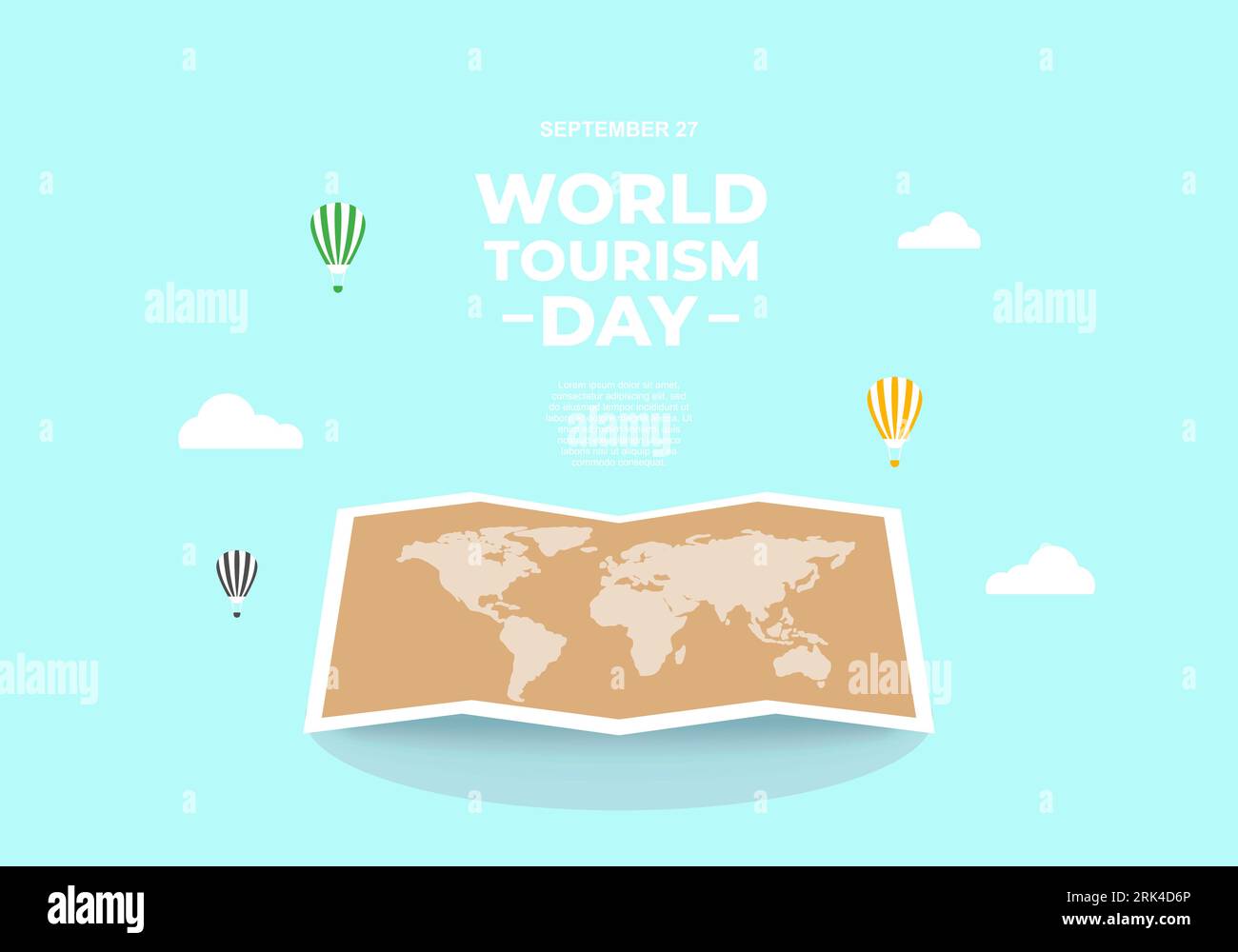 World tourism day background banner poster with big earth map and air ...