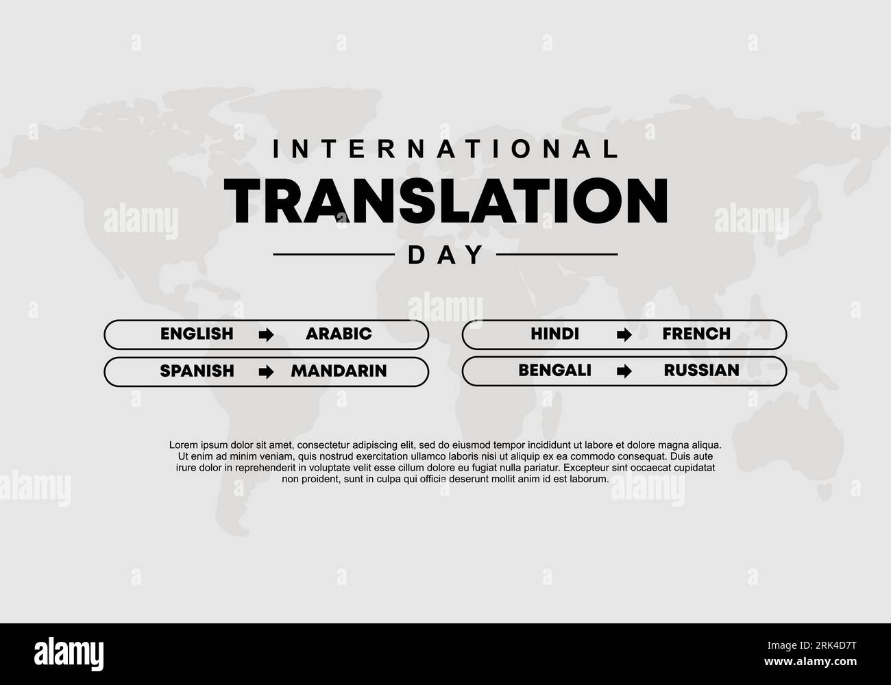 International translation day background banner poster with earth map ...