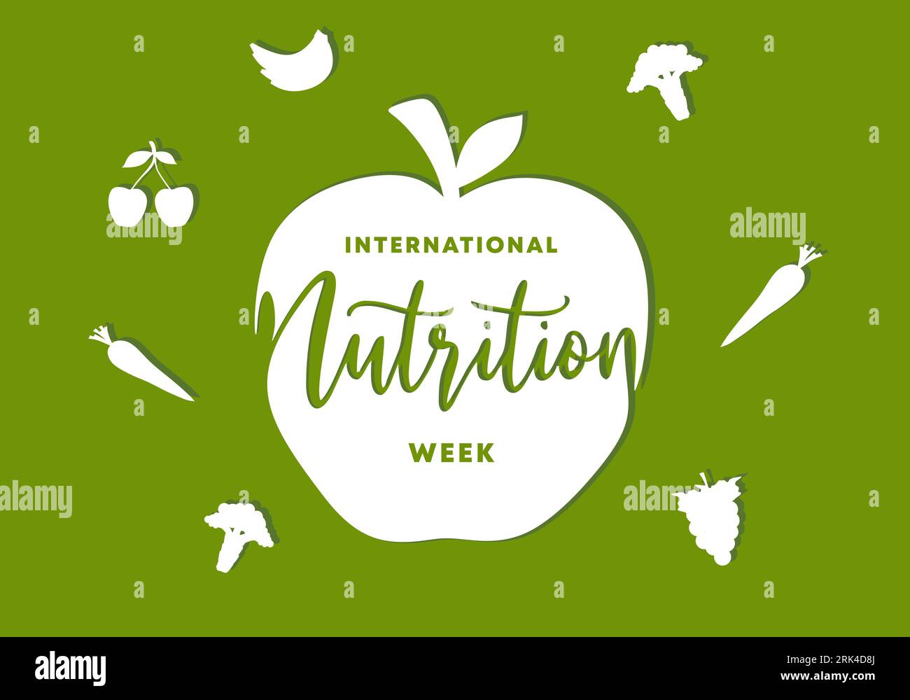 International nutrition week day with white fruit and big apple on 1 to ...