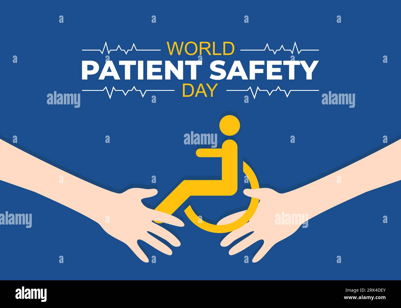World patient safety day background with two hands and safety symbol on ...