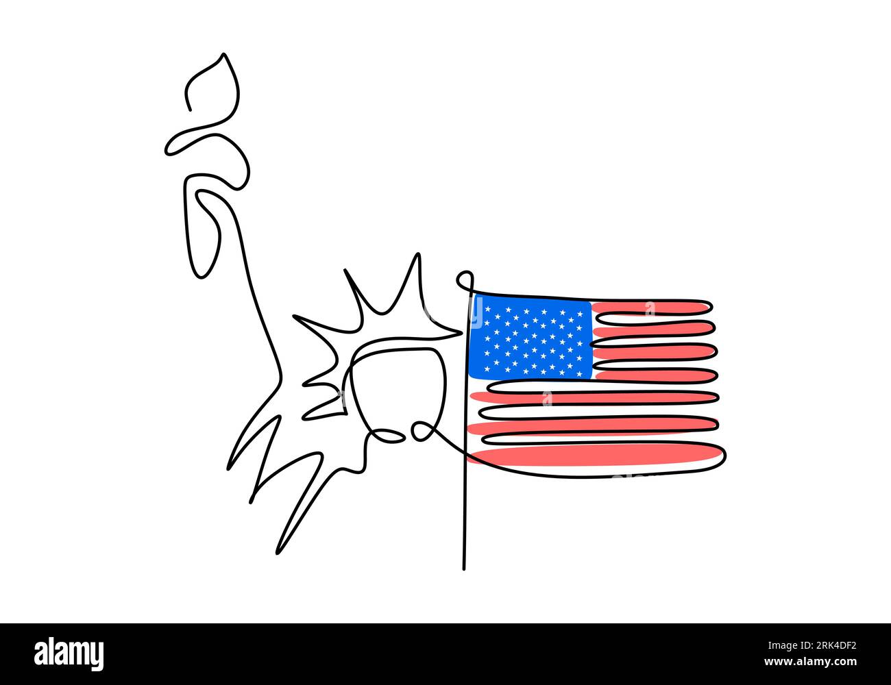 One continuous single line of patriot day with liberty and american ...