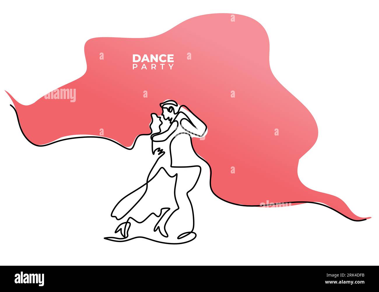 One continuous single line of dance party isolated on white background ...