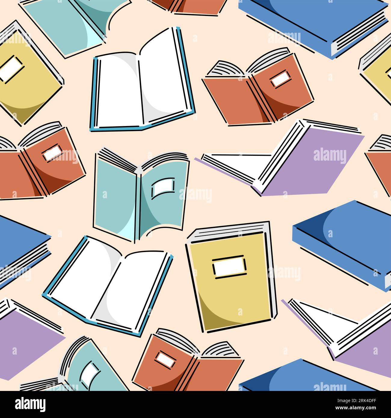 Seamless pattern of literacy book isolated on white background.Seamless ...