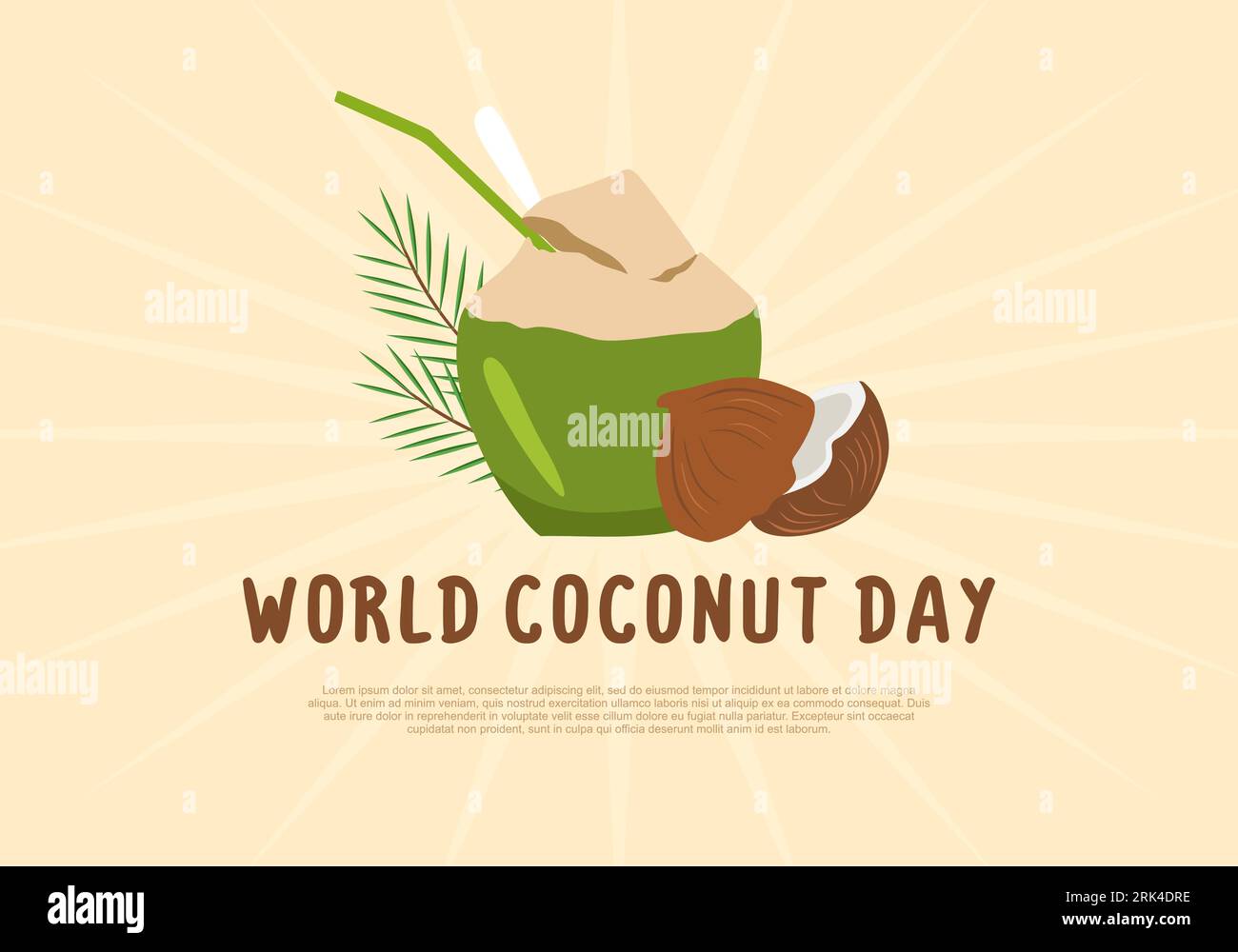 World coconut day background banner poster with green coconut on ...