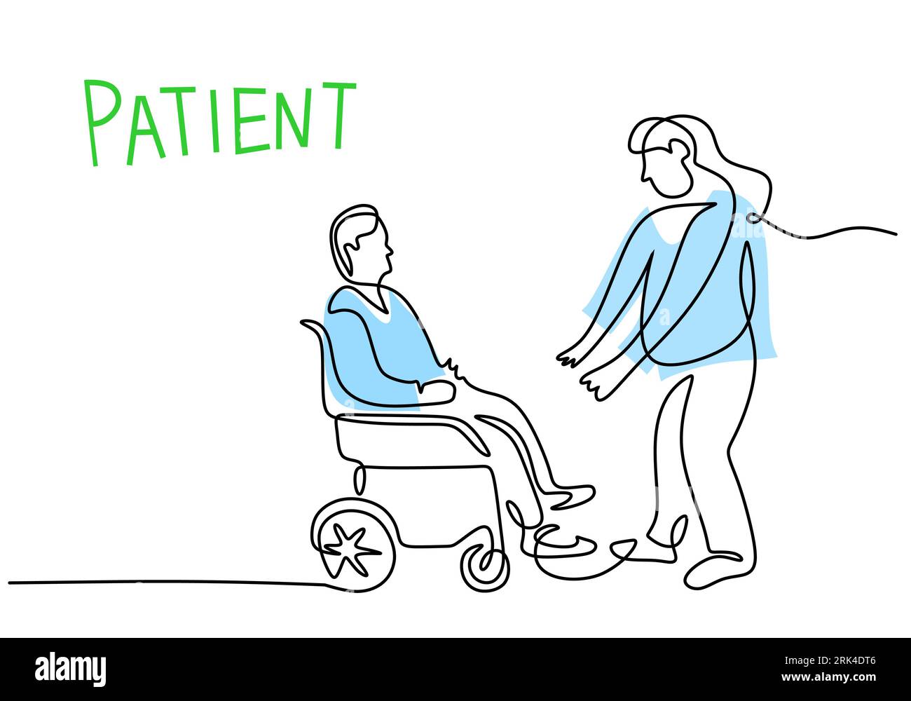 One continuous single line of doctor help patient isolated on white ...