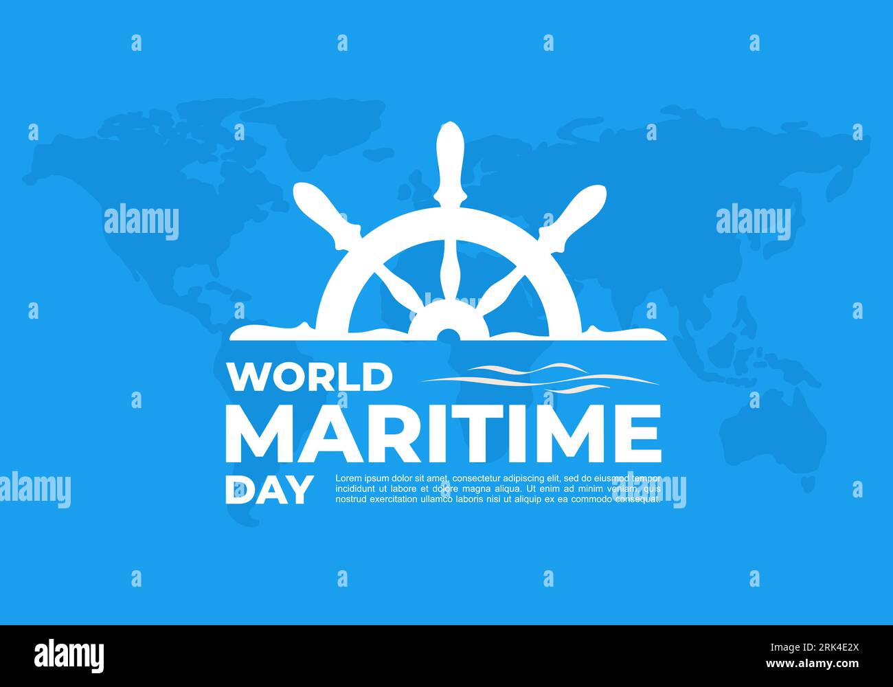 World maritime day background with ship steer wheel and earth globe map ...