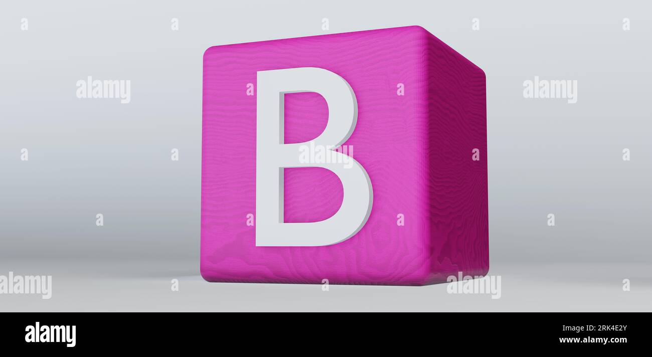 Pink box with letter B. 3d rendering Stock Photo - Alamy