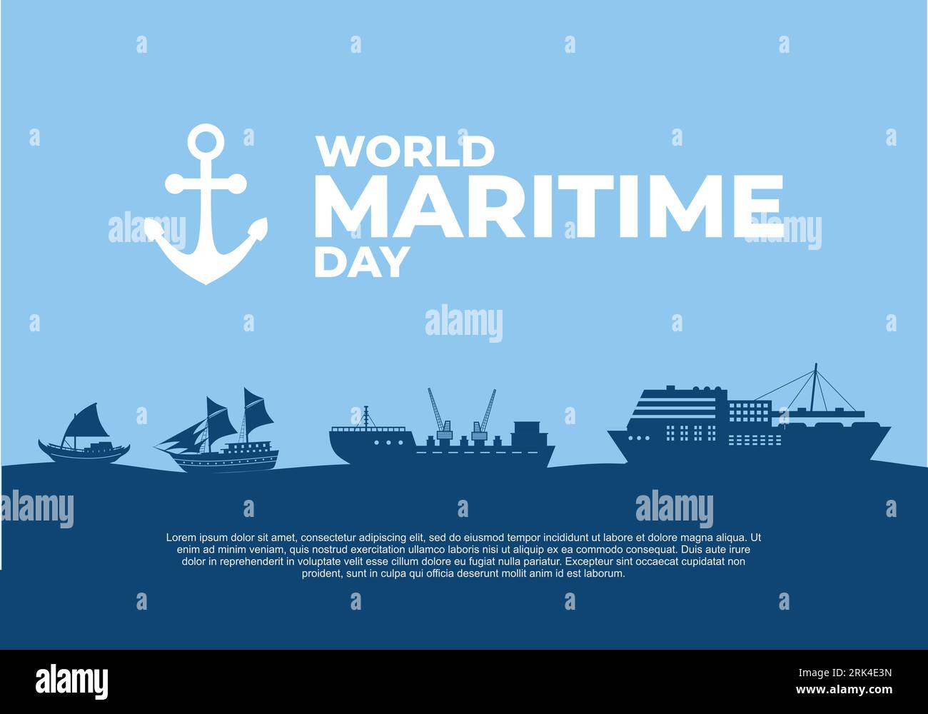 World maritime day background with four ships on ocean Stock Vector ...