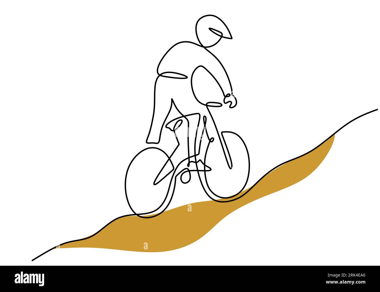 One continuous single line of world car free day with man ride bike ...