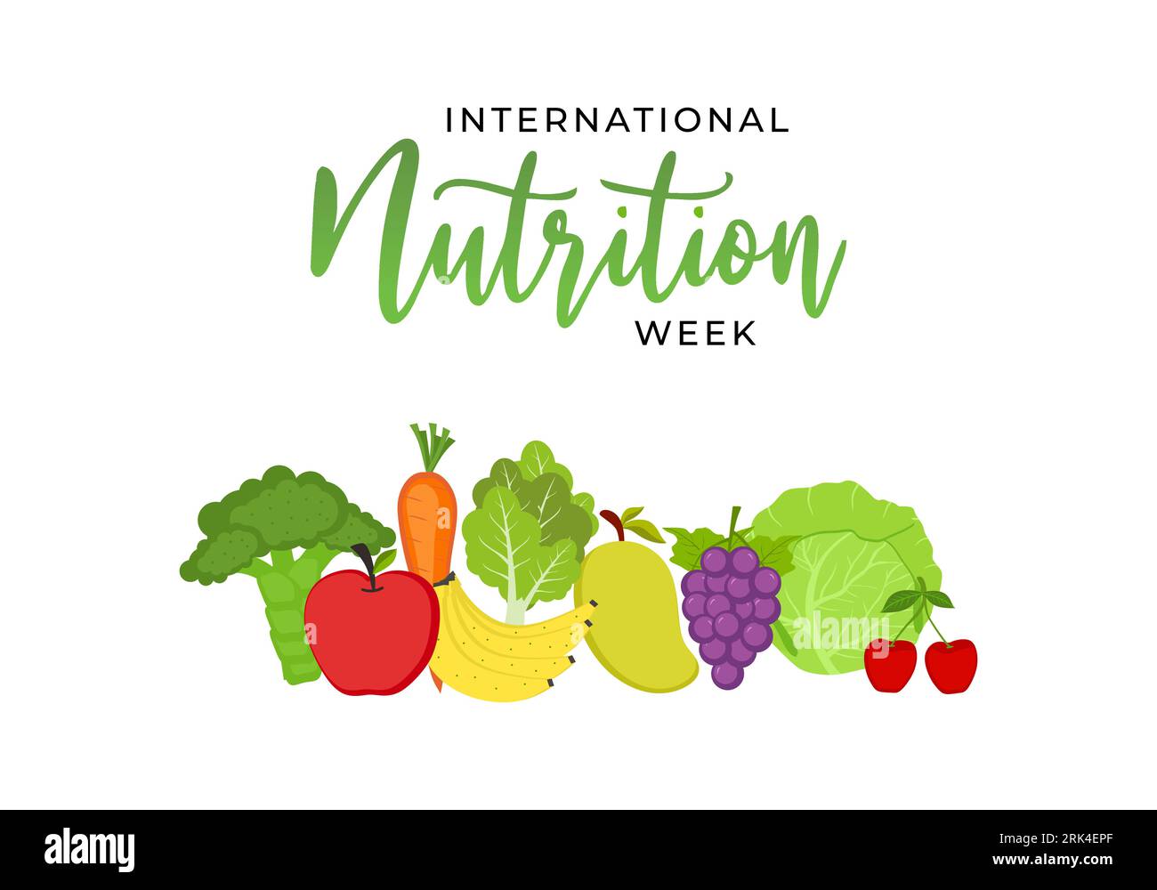 International nutrition week day with various fruit on 1 to 7 September ...