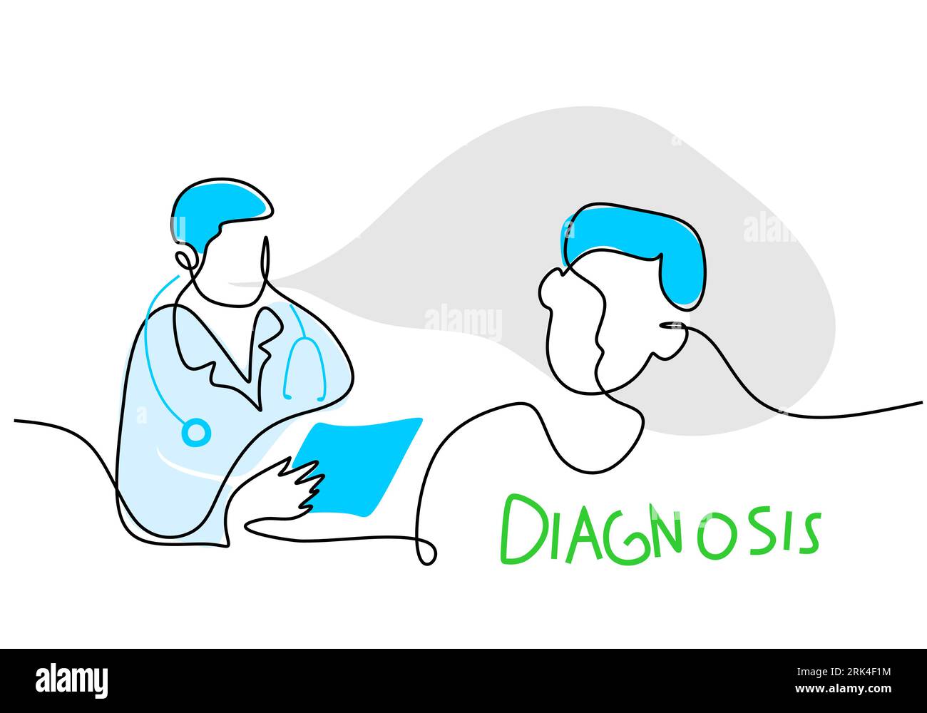 One continuous single line of doctor and patient isolated on white ...