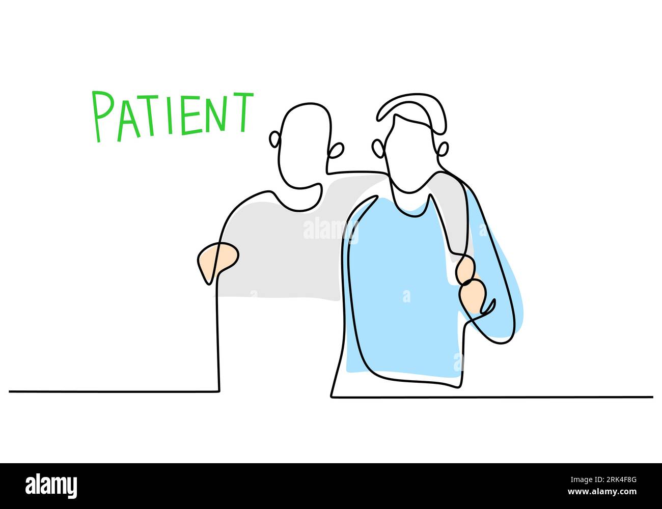 One continuous single line of doctor help patient isolated on white ...