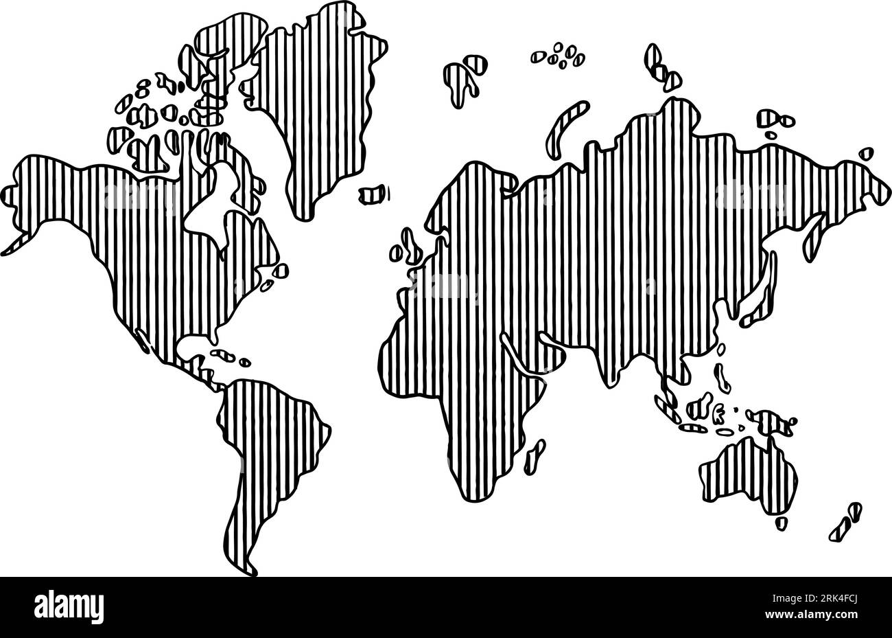 Hand drawing of earth map isolated on white background Stock Vector ...