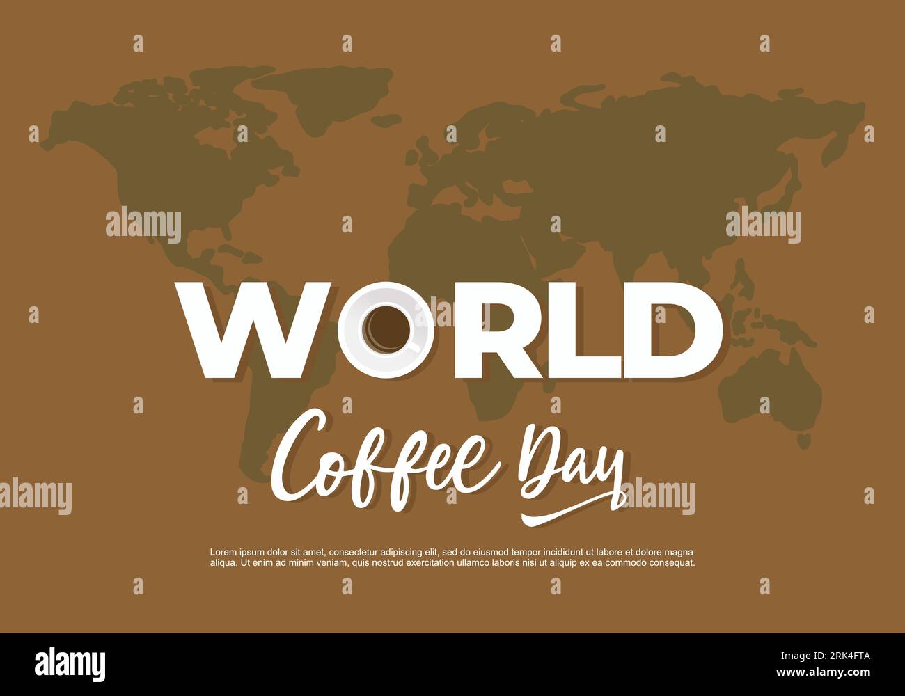 International coffee day background banner poster with world map on ...