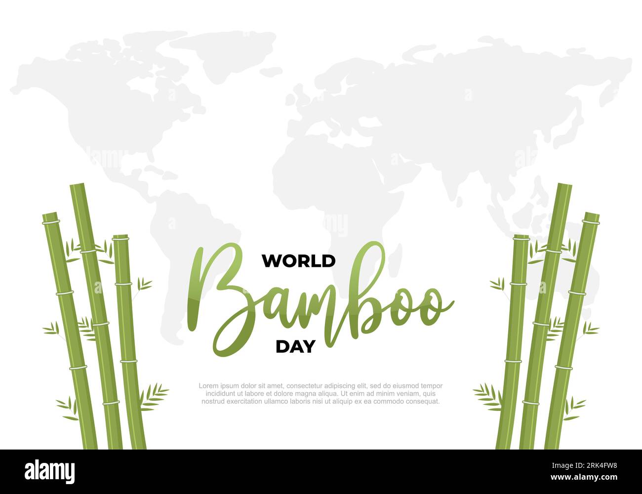 World bamboo day background banner poster with earth map and bamboo on ...