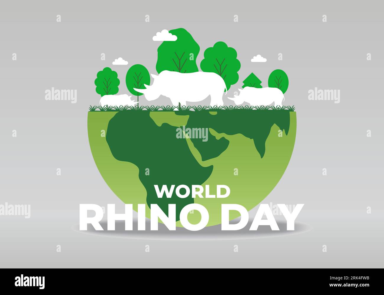 World rhino day background banner poster with rhino in forest on earth ...