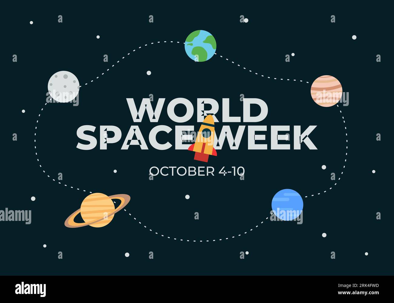 Word space week background with planets and ufo Stock Vector Image ...