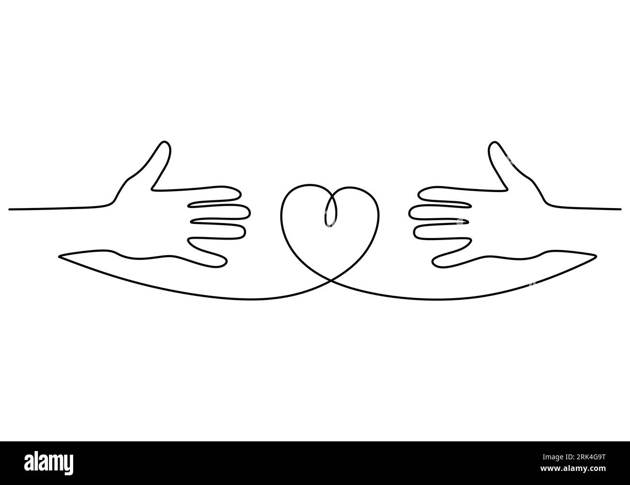 One continuous single line of charity day with two hands and love ...