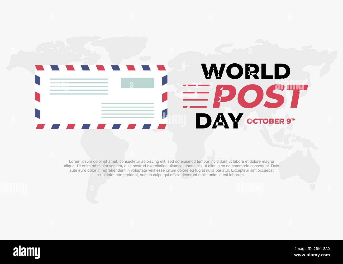 World post day background with letter and earth map celebrated on ...