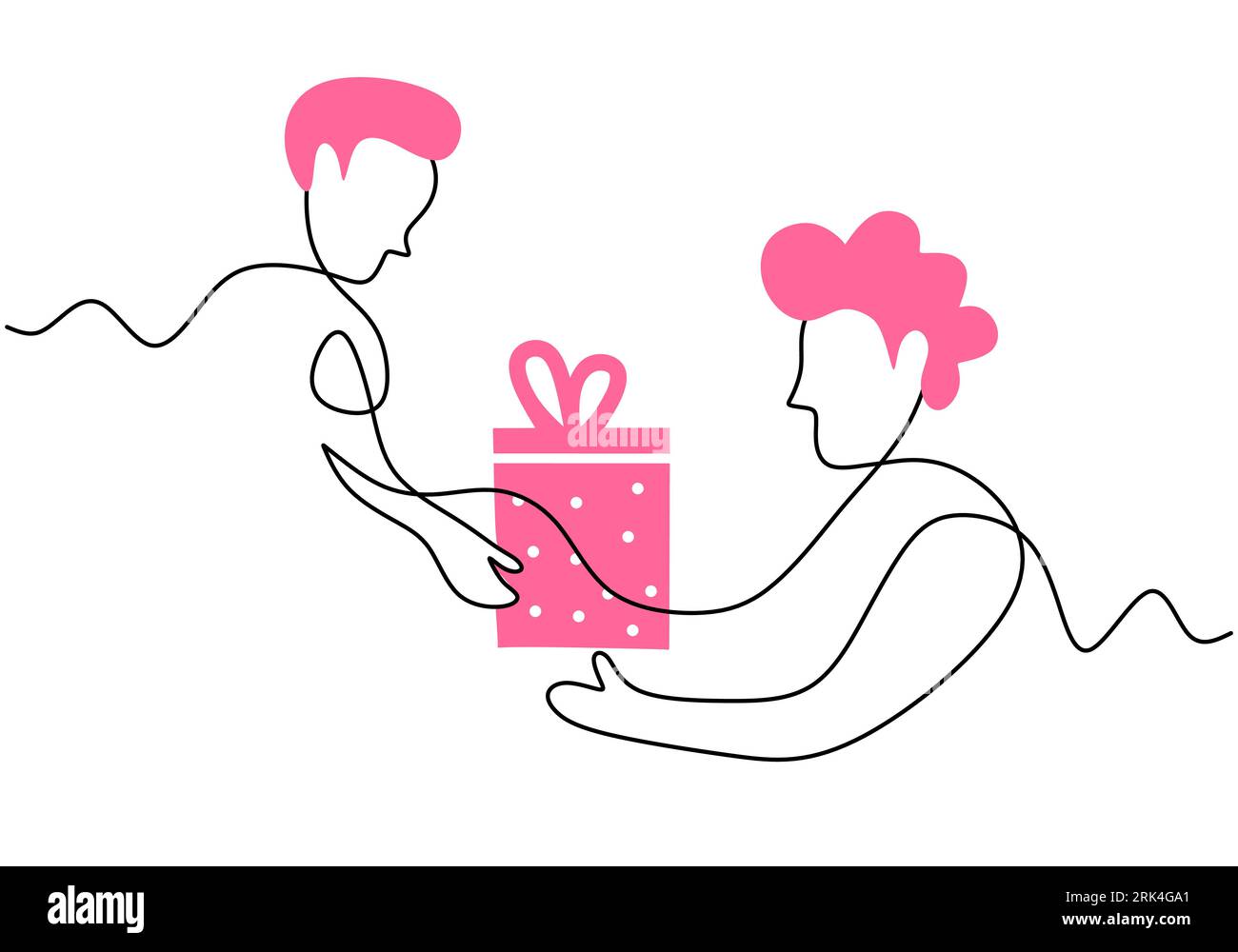 One continuous single line of charity day with man give gift isolated ...