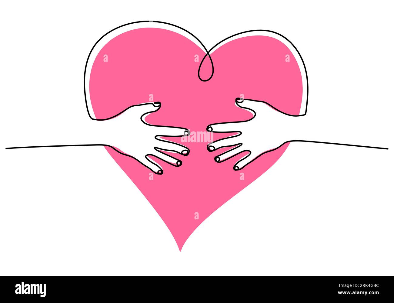 One continuous single line of charity day with two hands and love ...