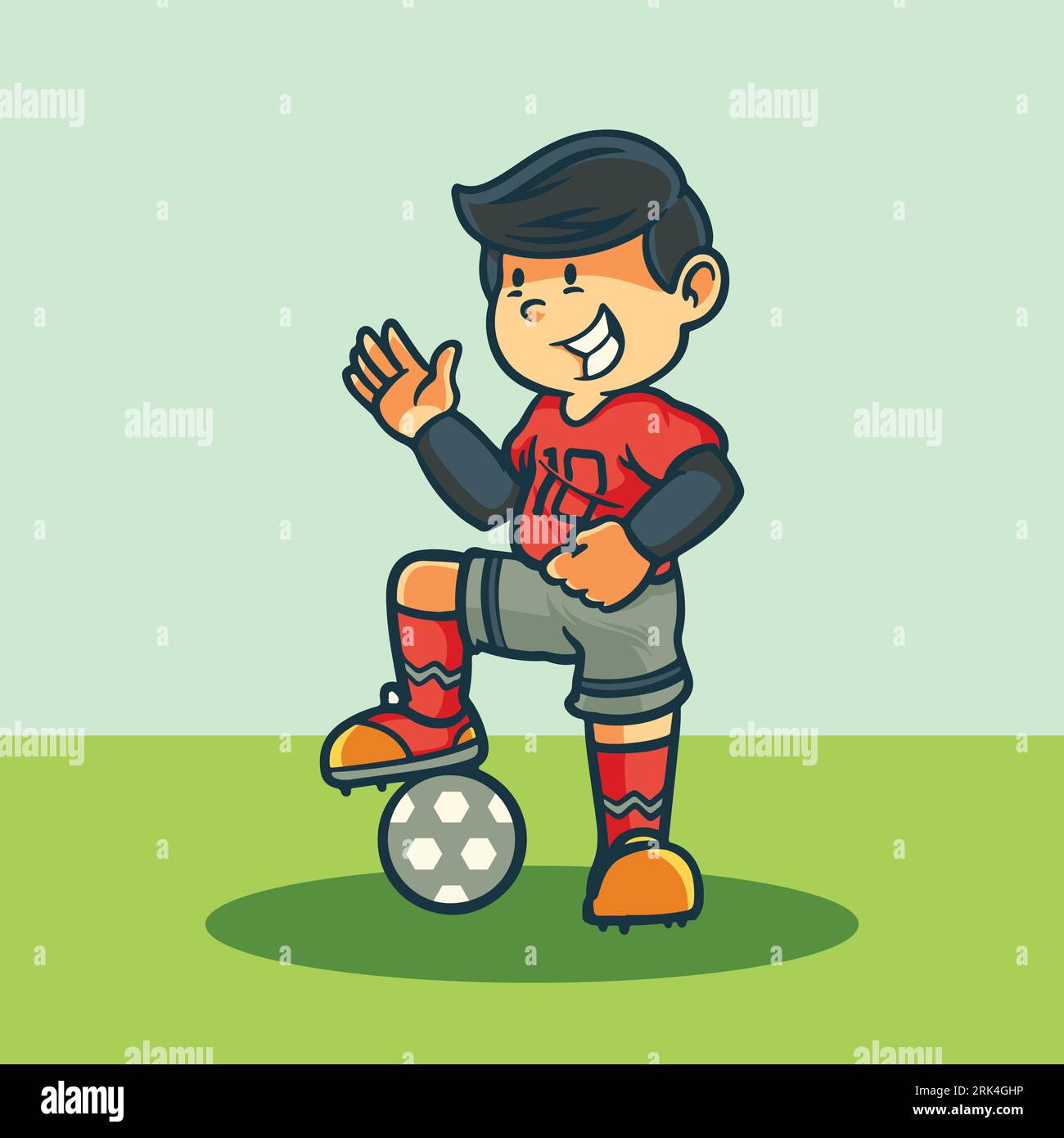 Hand drawn Children cartoon activities as a football player Stock ...