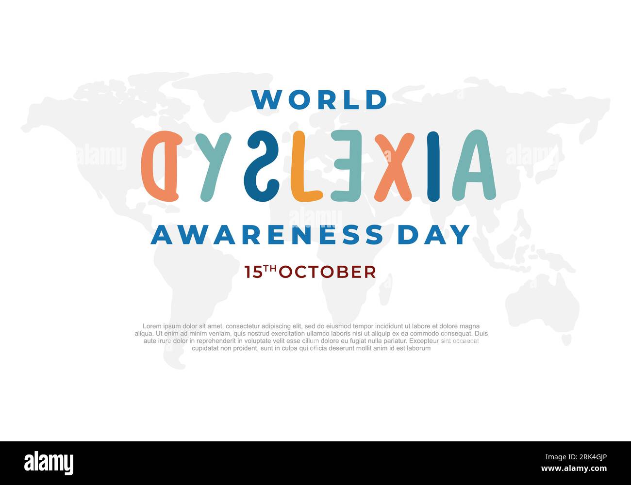 World dyslexia awareness day background celebrated on october 15 Stock ...