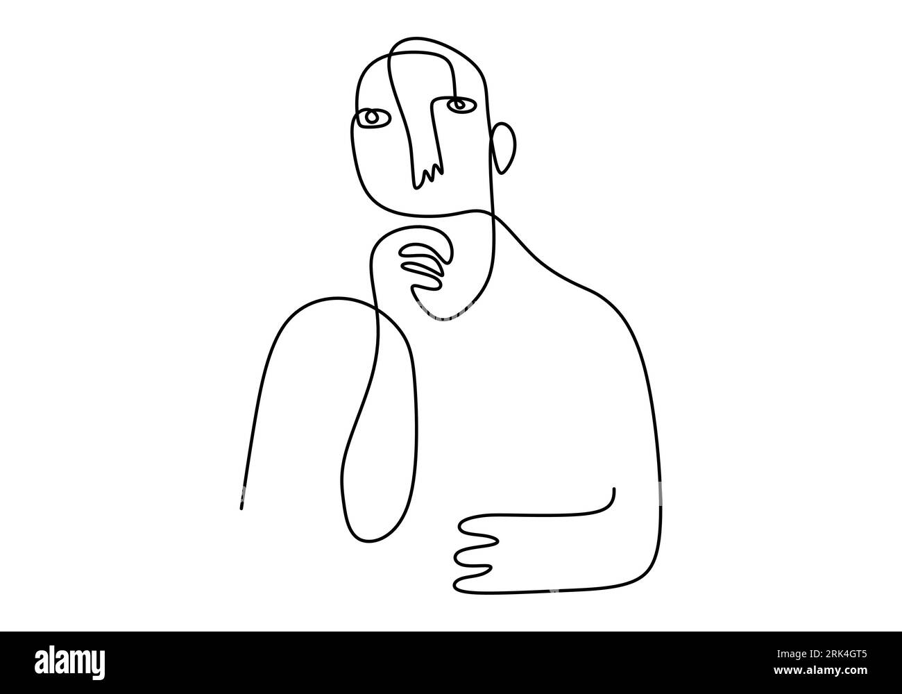 Hand drawn single line of primordial man body and face isolated on ...