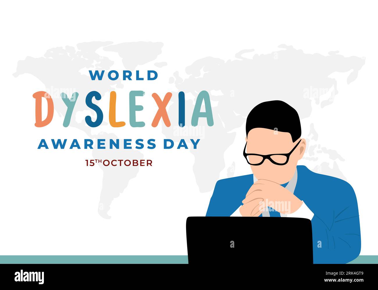 World dyslexia awareness day background celebrated on october 15 Stock ...