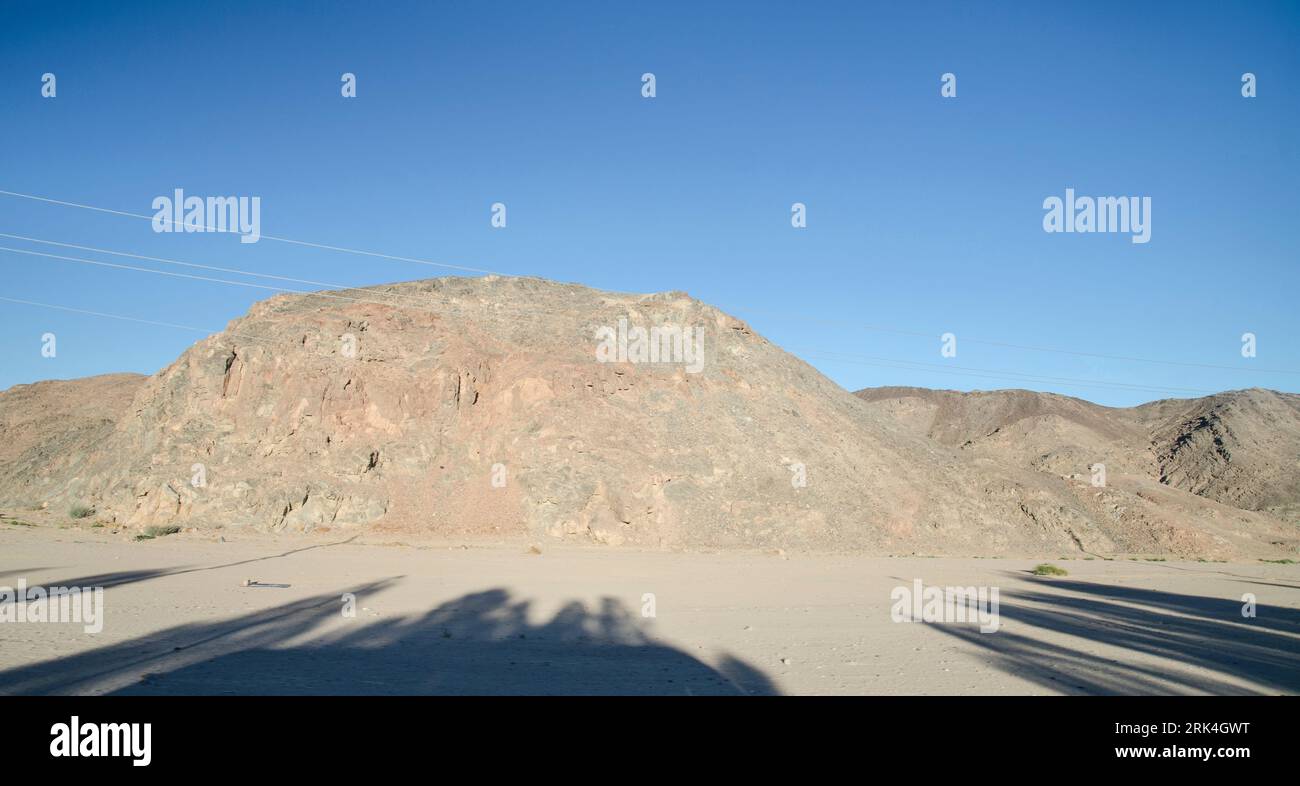 Sahara rocks and hills with trees shadows, natural desert landscapes ...