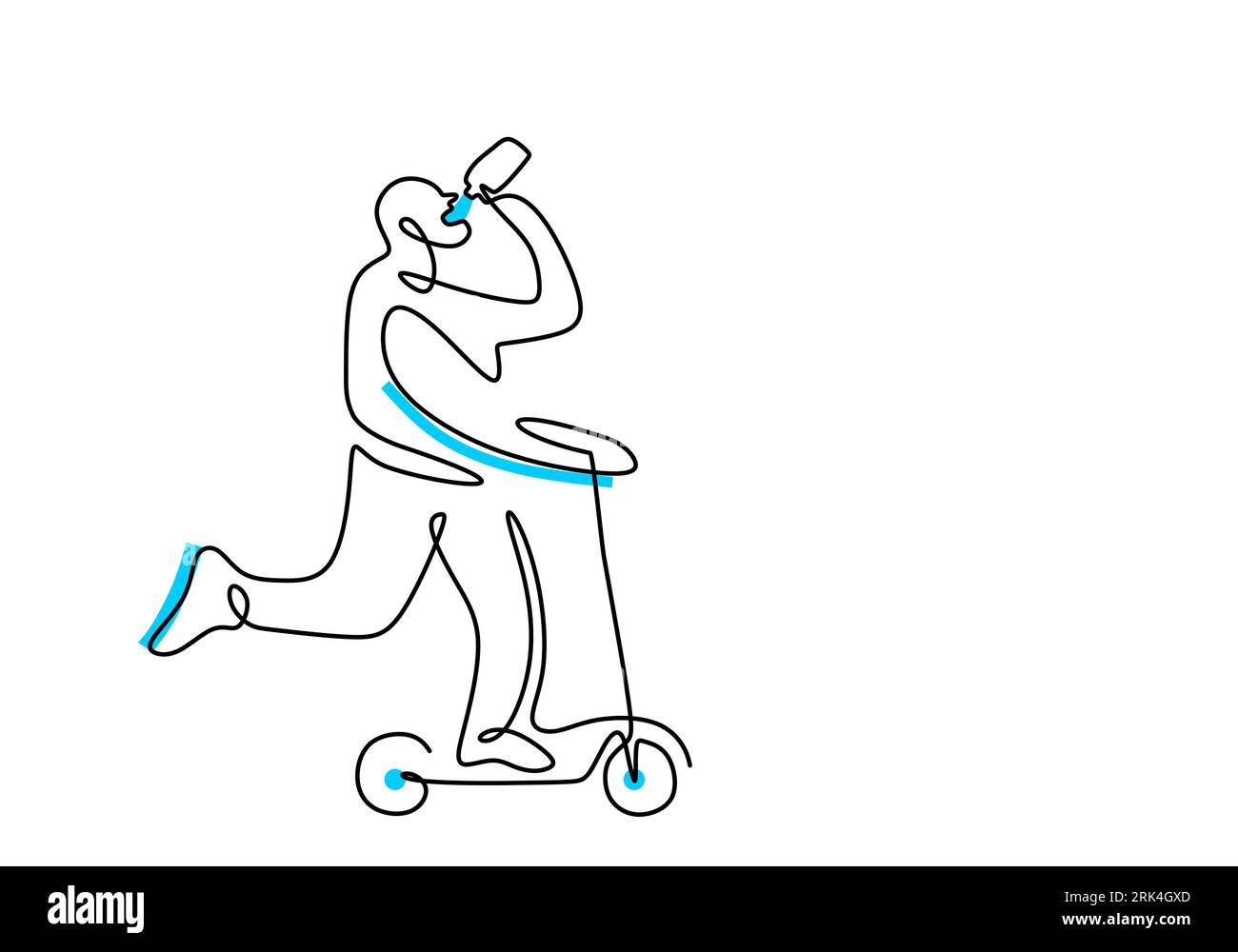 One continuous single line of world car free day with man ride scooter Stock Vector Image & Art ...