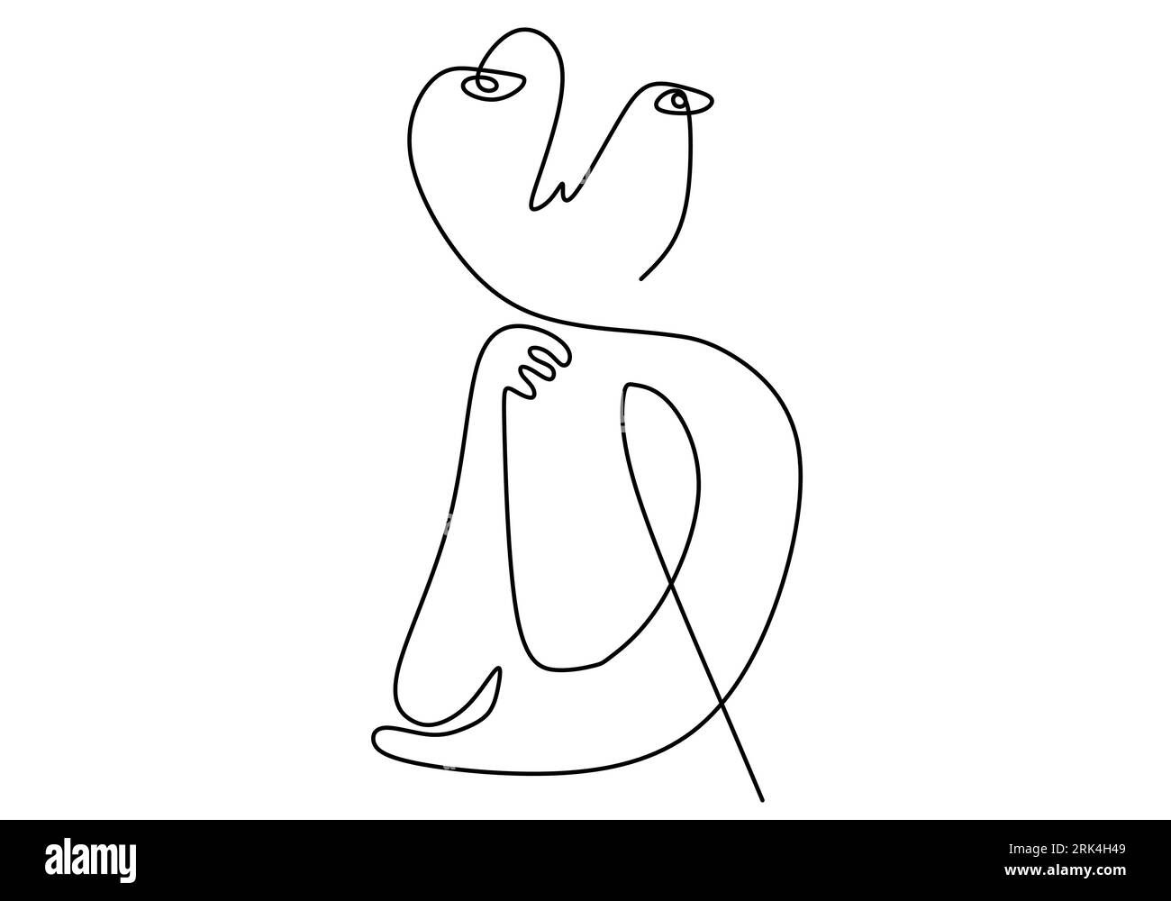 Hand drawn single line of primordial man body and face isolated on ...