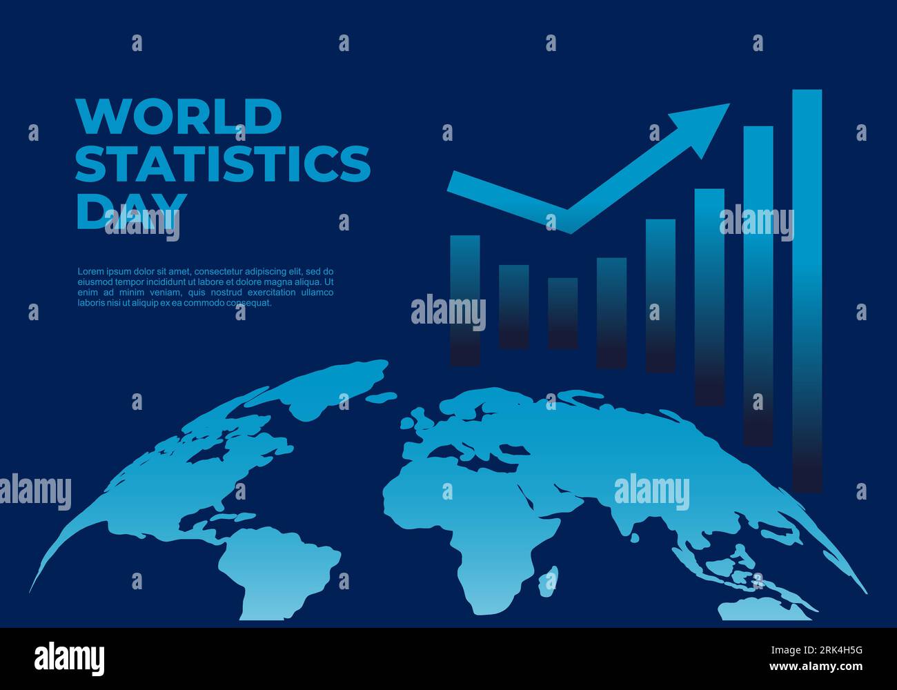 World statistic day background with earth map and graphic on blue color ...