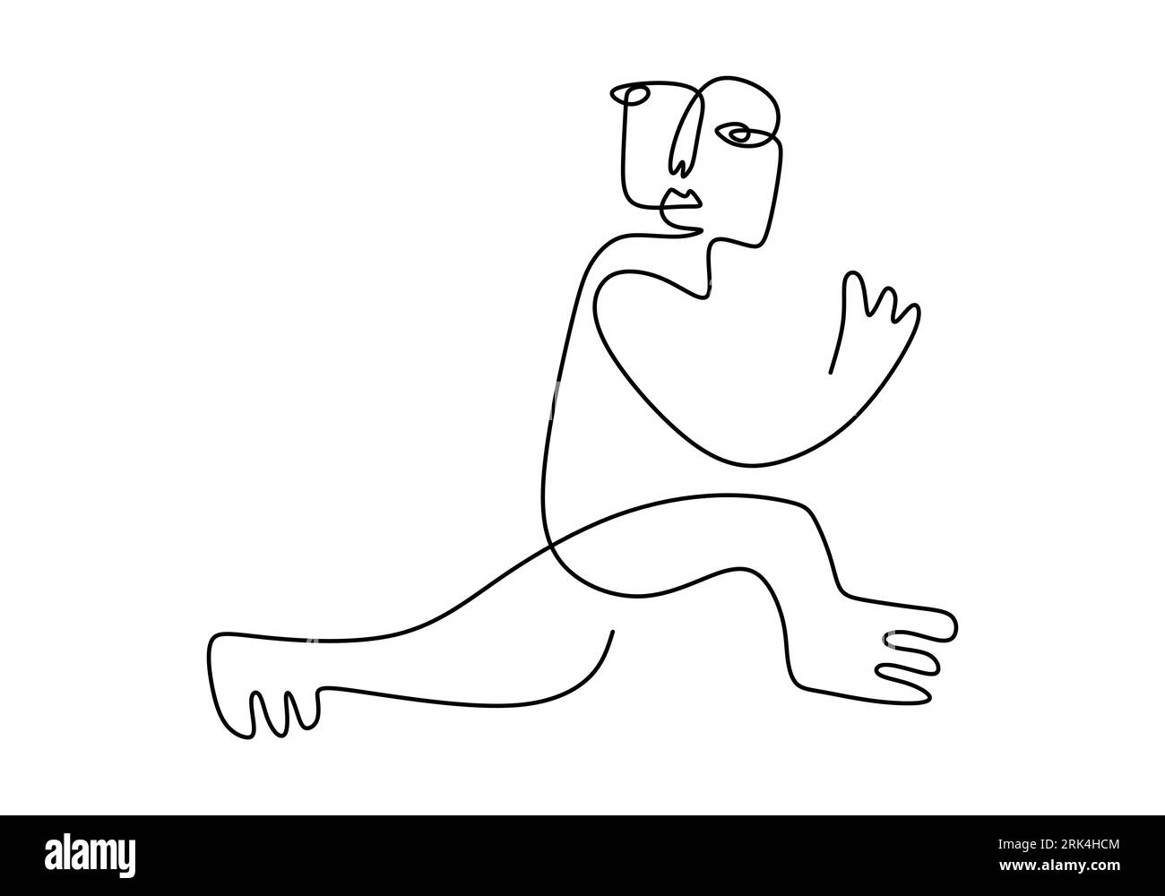 Hand drawn single line of primordial man body and face isolated on ...