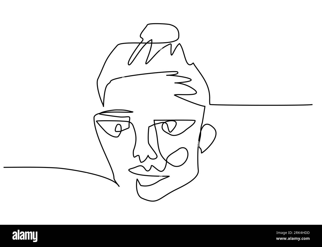 Hand drawing one line woman surreal face isolated on white background ...