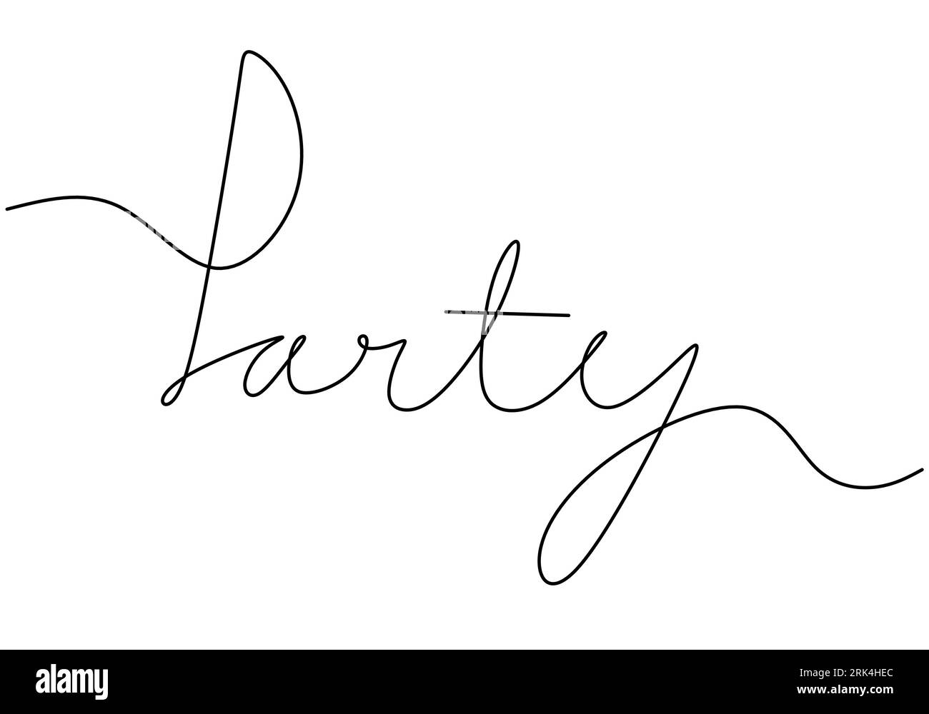 One continuous single line of party letter word isolated on white ...
